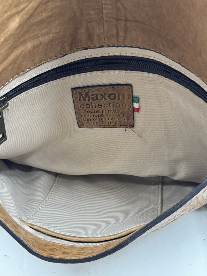 Maxon Collection Women's Handbag Textured Brown Leather Crossbody Bag ...