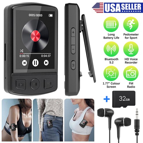 MP3 Player 32GB HiFi Lossless Sound Bluetooth Clip Music Voice Recorder ...