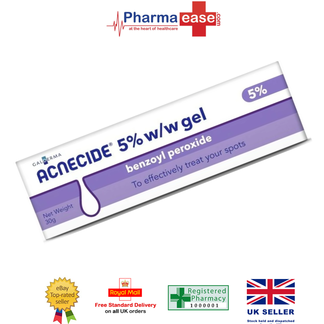 Acnecide 5% Gel Benzoyl Peroxide - 30g- Treatment For Acne & Blemishes ...