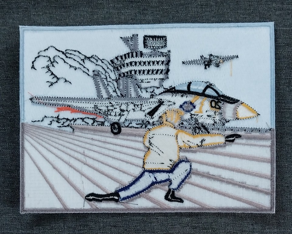 LARGE F-14 Fighter Jet TOMCAT on Aircraft Carrier Embroidered Iron On ...