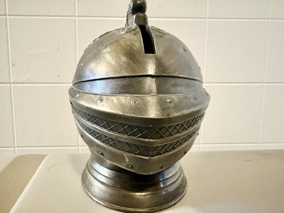 Vintage Metal Knight Helmet Coin Bank | eBay