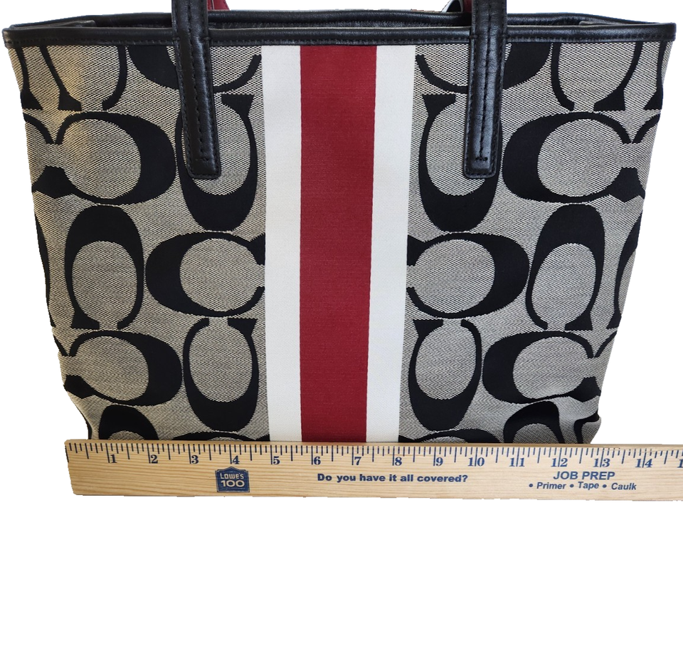 Vtg Coach Hampton Monogram Tote Bag With Red And White Stripe | eBay