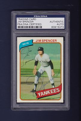 Jim Spencer signed New York Yankees 1980 Topps baseball card Psa/Dna ...