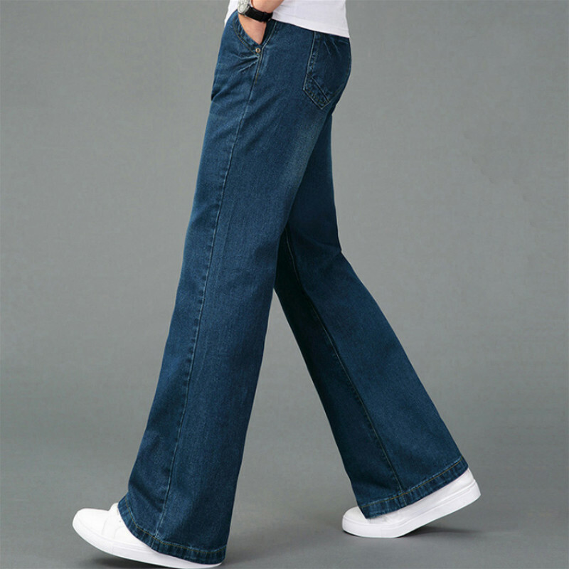 Men Bell Bottom Jeans 60s Retro Flared Denim Pants Retro Wide Leg ...