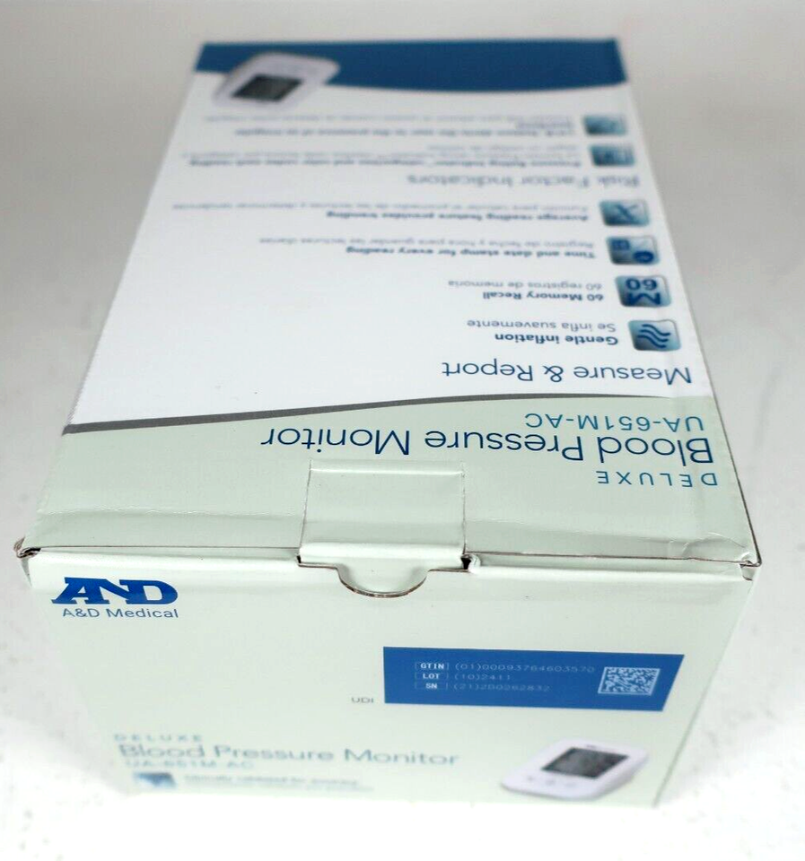A&D Medical Blood Pressure Monitor Upper Arm UA-651M-AC Medium 9.0"-14. ...