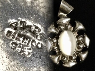 ☀️ 925 Mexican Sterling Silver Pendant w/ Hallmark Stamp & Makers Mark ...