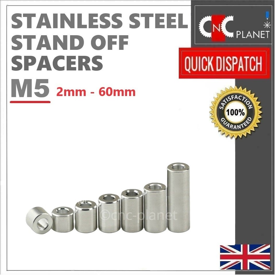 Stainless Steel Spacer Standoff spacer M5 stand off collar Round bush ...