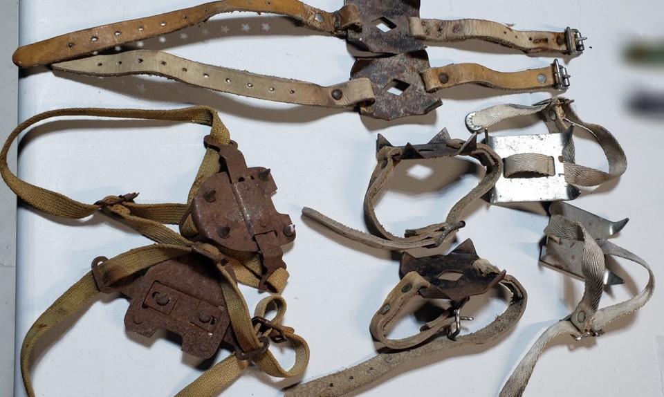 Large Lot of Vintage Steel/ Metal Ice Cleats/Crampons, Man Cave, Bar ...
