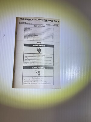 Whirlpool W10904612A For Service Technicians Use Only Manual Tech Sheet ...