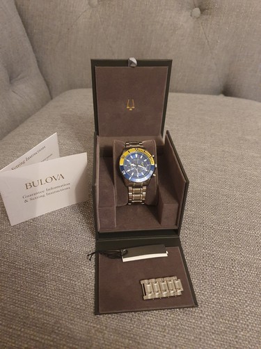 Bulova Mens Chronograph Silver Stainless Steel Sports Watch. 98A245 ...
