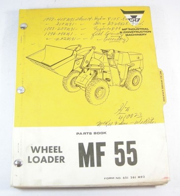 Original Massey Ferguson MF 55 Wheel Loader Tractor Parts Manual Book ...