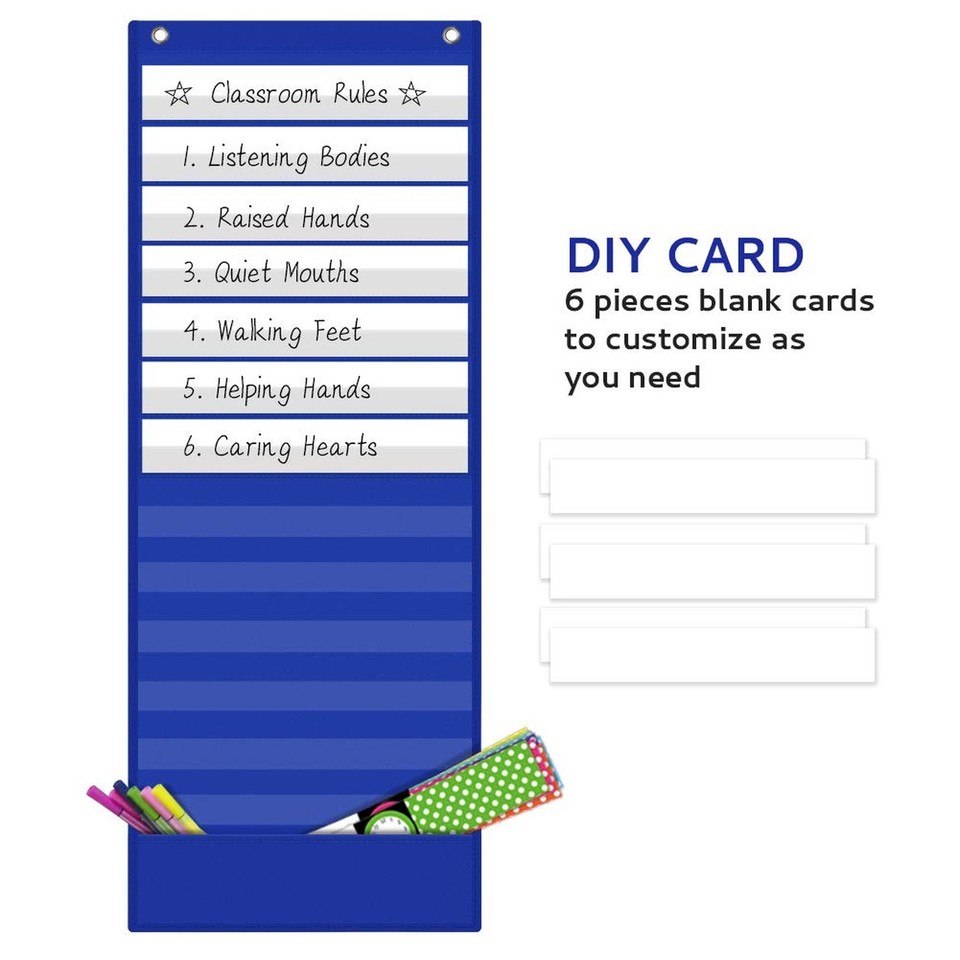 Daily Schedule Pocket Chart,Class Schedule with 13 Cards,13+1 Pockets ...