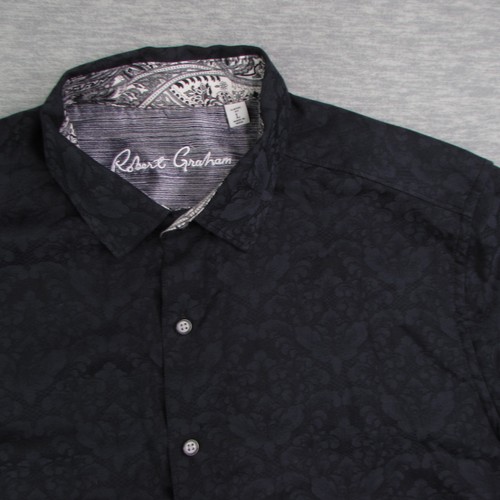 Robert Graham Jacquard Bayview Button Up Shirt Mens Large Short Sleeve ...