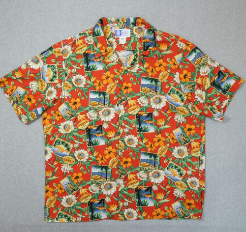 RJC Hawaiian Shirt Mens 2XL Red Floral Legends of Hawaii Cotton Made in ...
