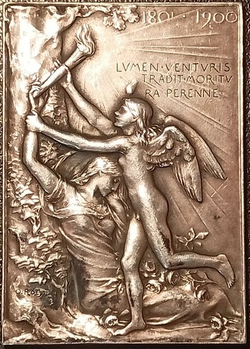 Medal Plaque Universal Exhibit 1900 By O Roty Silver Plated Extremely ...
