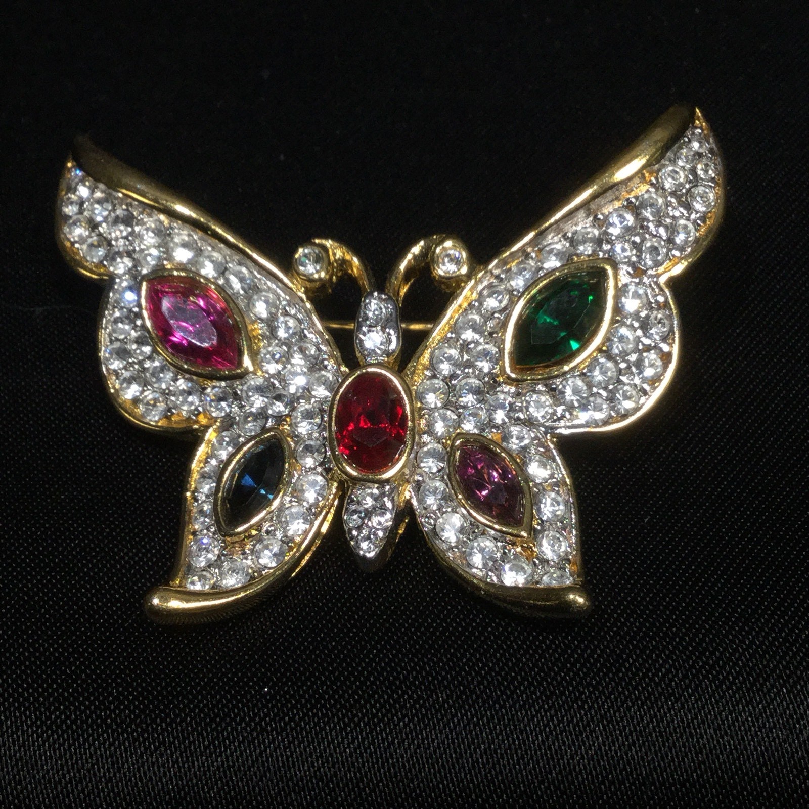 Rhinestone Butterfly Brooch Pave Set Clear Colored Rhinestone Crystal ...