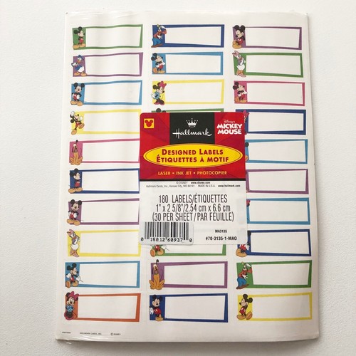 Hallmark Disney Address Labels Mickey & Friends 6 Sheets Discontinued ...