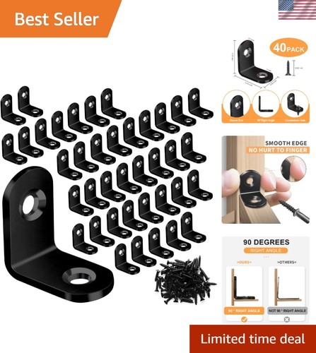 Rust-proof Black L Brackets - 40PCS Corner Brace Set for Furniture ...