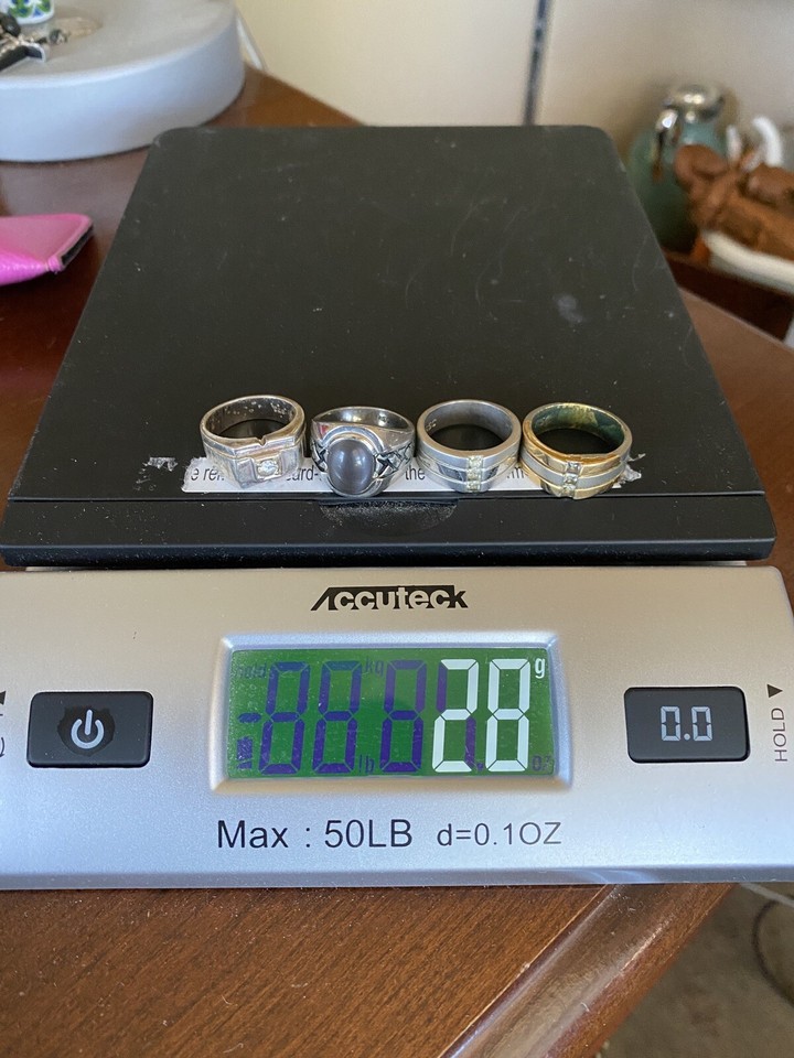 RS Covenant Rings Lot of 4 size 8 - 8.5 Silver/Gold w/Semi-precious ...