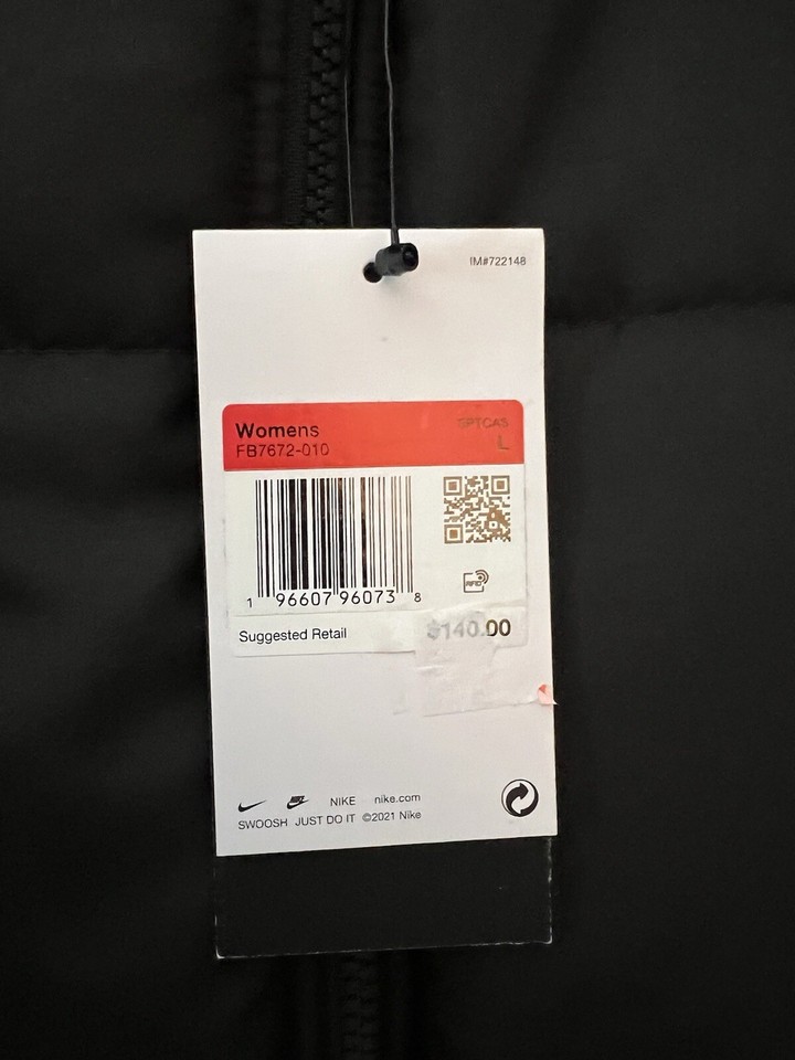 NWT Nike Women's Large Therma Fit Padded Hooded Jacket Coat FB7672-010 ...