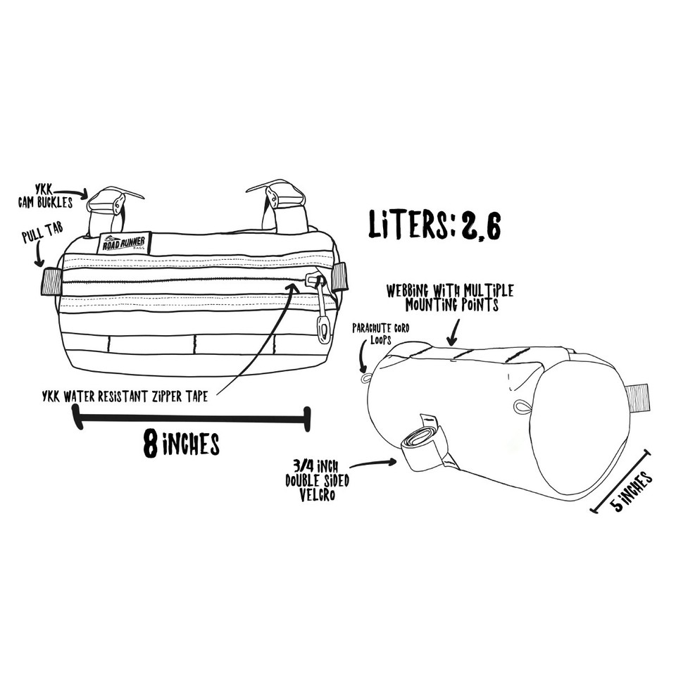 Road Runner Bags Burrito Supreme Handlebar Bag, 2.6L, Black | eBay