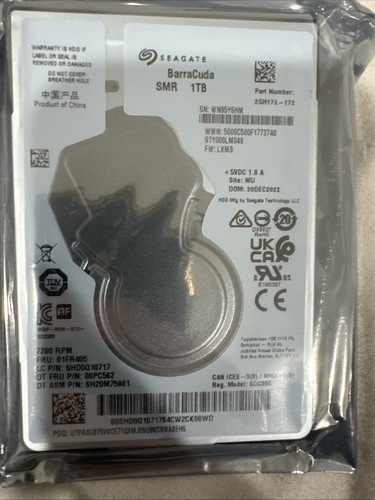 Seagate BarraCuda 1TB ST1000LM049 7200 RPM 128MB SATA 2.5" Laptop HDD ...
