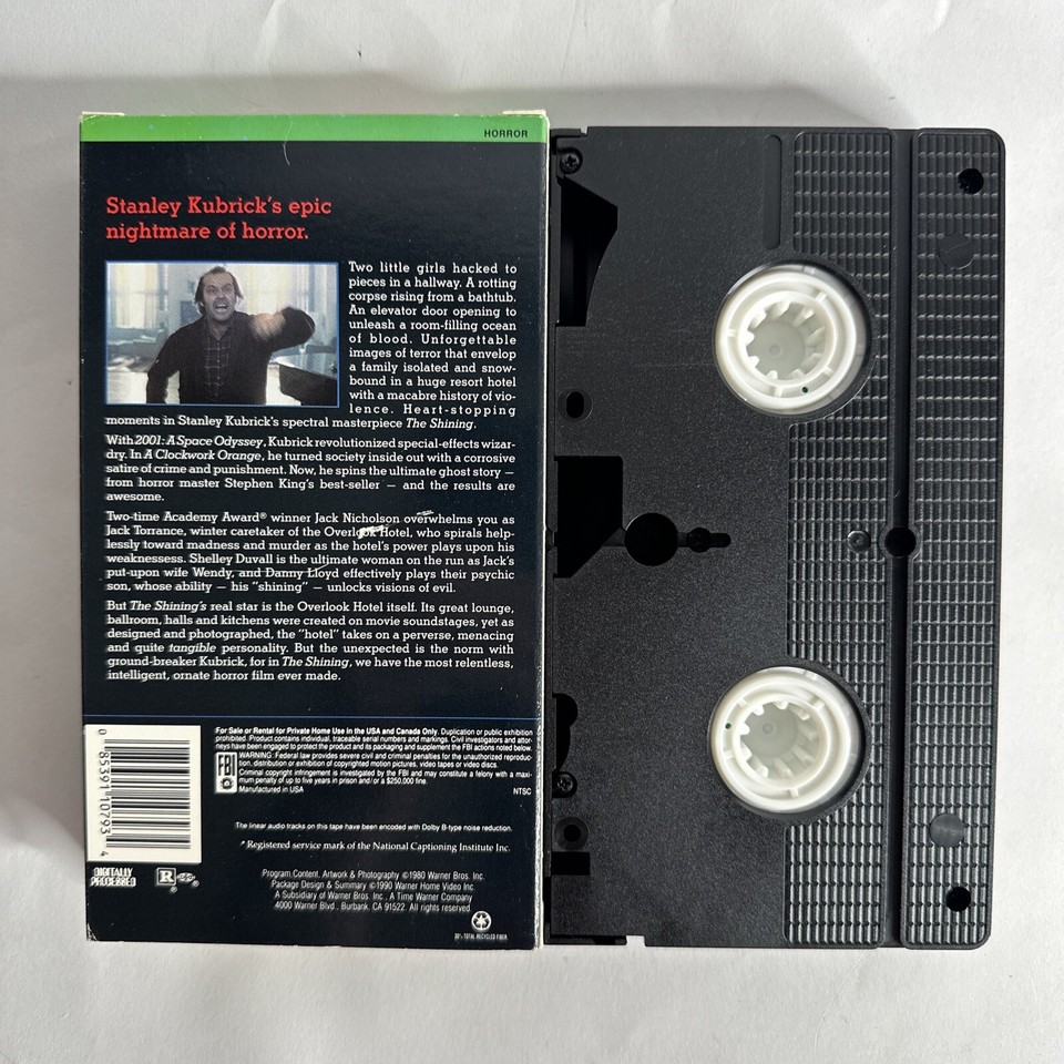 The Shining 1986 VHS Tape Warner Bros Jack Nicholson Stanley Kubrick ...