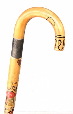 Vintage Antique 1930’ Mexican Aztec Folk Art Carved Wood Walking Stick ...