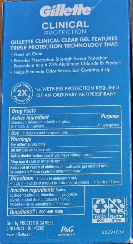 2 PK Gillette Clinical Clear Gel Cool Wave Antiperspirant and Deodorant ...