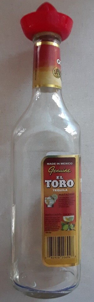 EL TORO 750ml Gold Tequila EMPTY BOTTLE w Red Sombrero Hat Cap ...