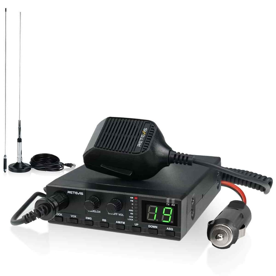 Retevis MB2 CB Radio AM/FM 40CH Mobile Car Radio Channel 9/19 + CB ...