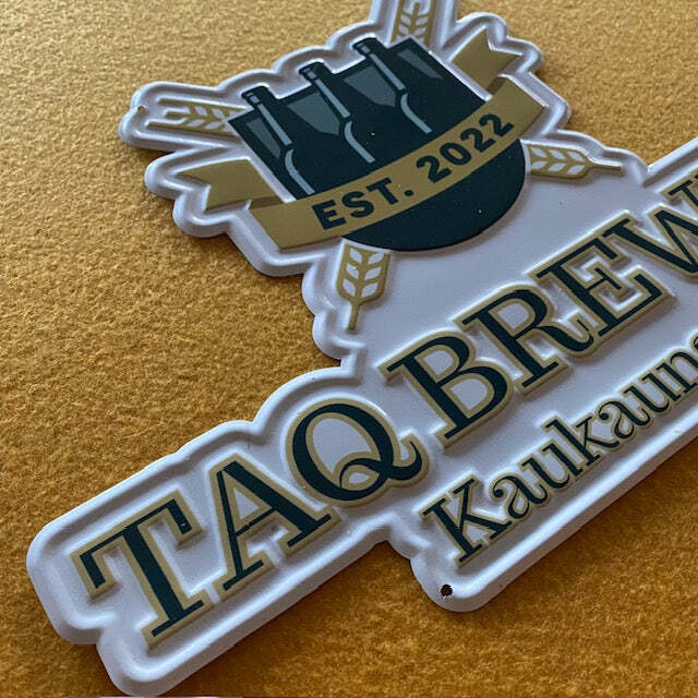 TAQ Brewing Co Tin Tacker Metal Beer Sign | eBay