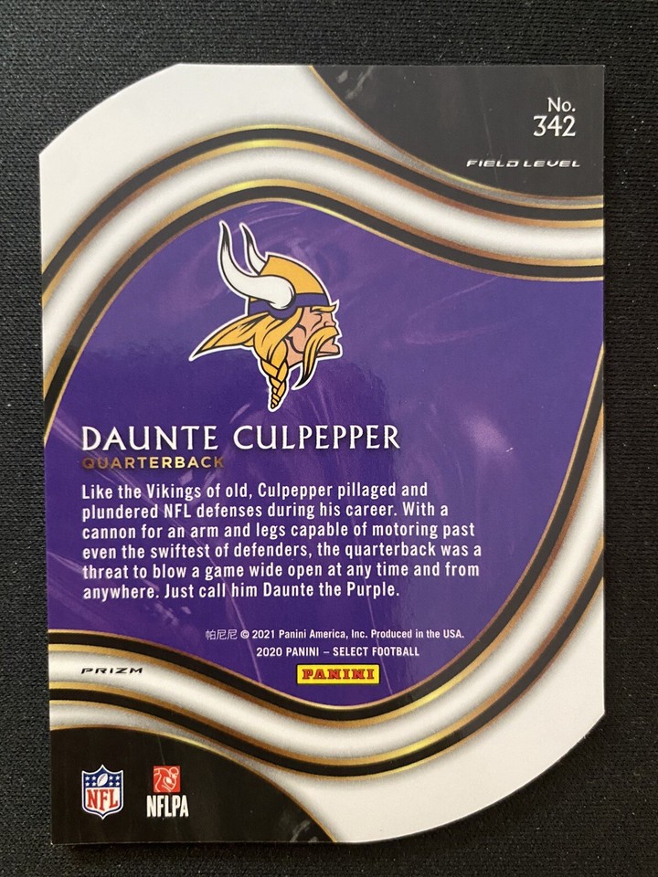2020 Panini Select Field Level Blue Prizm Die-Cut Daunte Culpepper #342 ...
