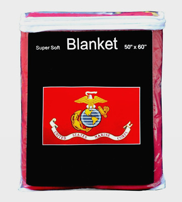 U.S. Marine Corps Flag Fleece Blanket NEW 50"x60" RED Marines USMC ...