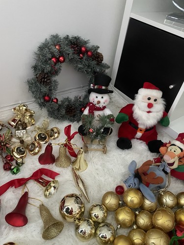 Bundle Of Christmas Decorations Xmas Tree Baubles Flowers Door Wreath ...