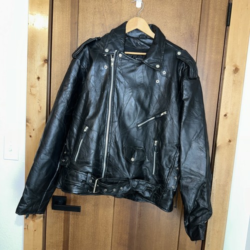 Rebel Ryder black leather motorcycle jacket mens size 3X Large Vintage ...