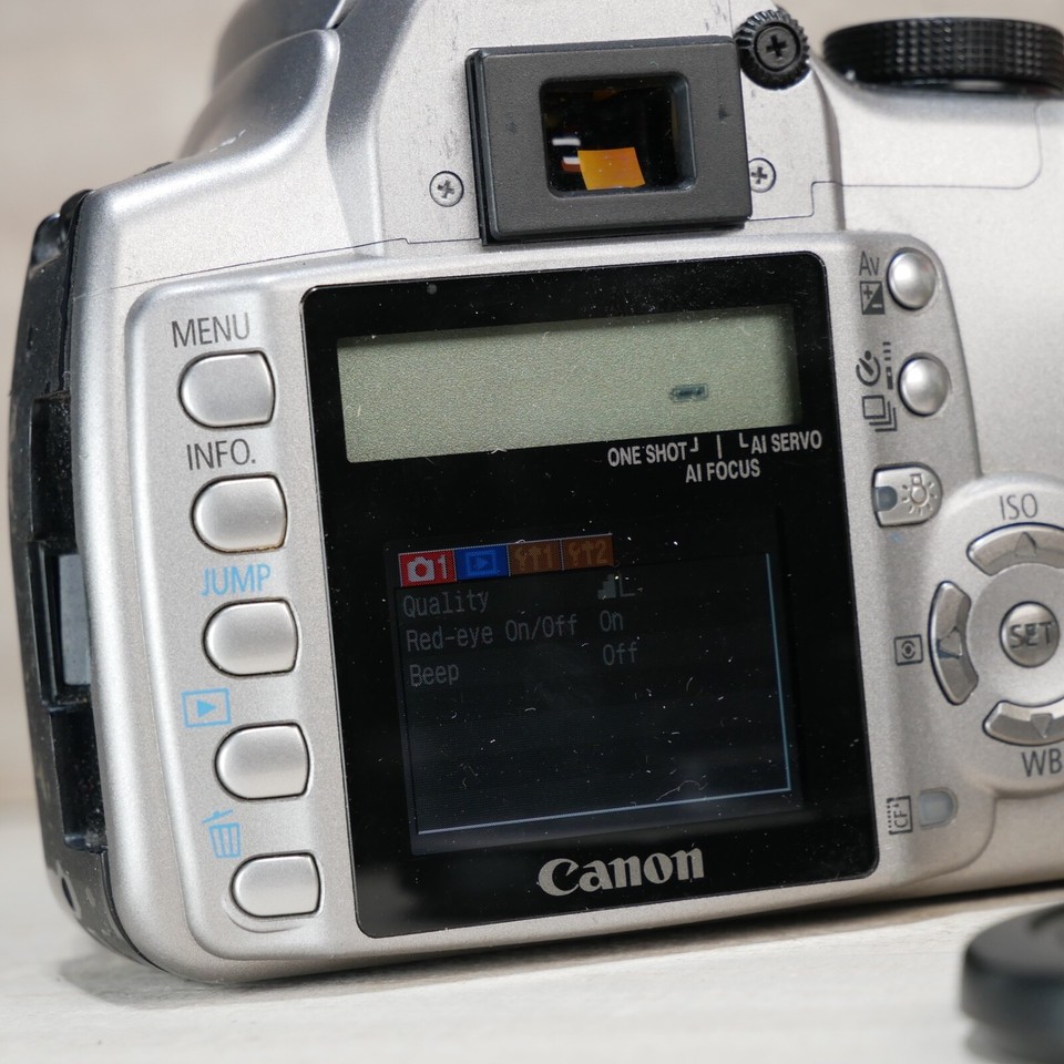 Canon Rebel XT Silver DSLR Camera W 18-55mm lens *TESTED* Shutter 9,052 ...