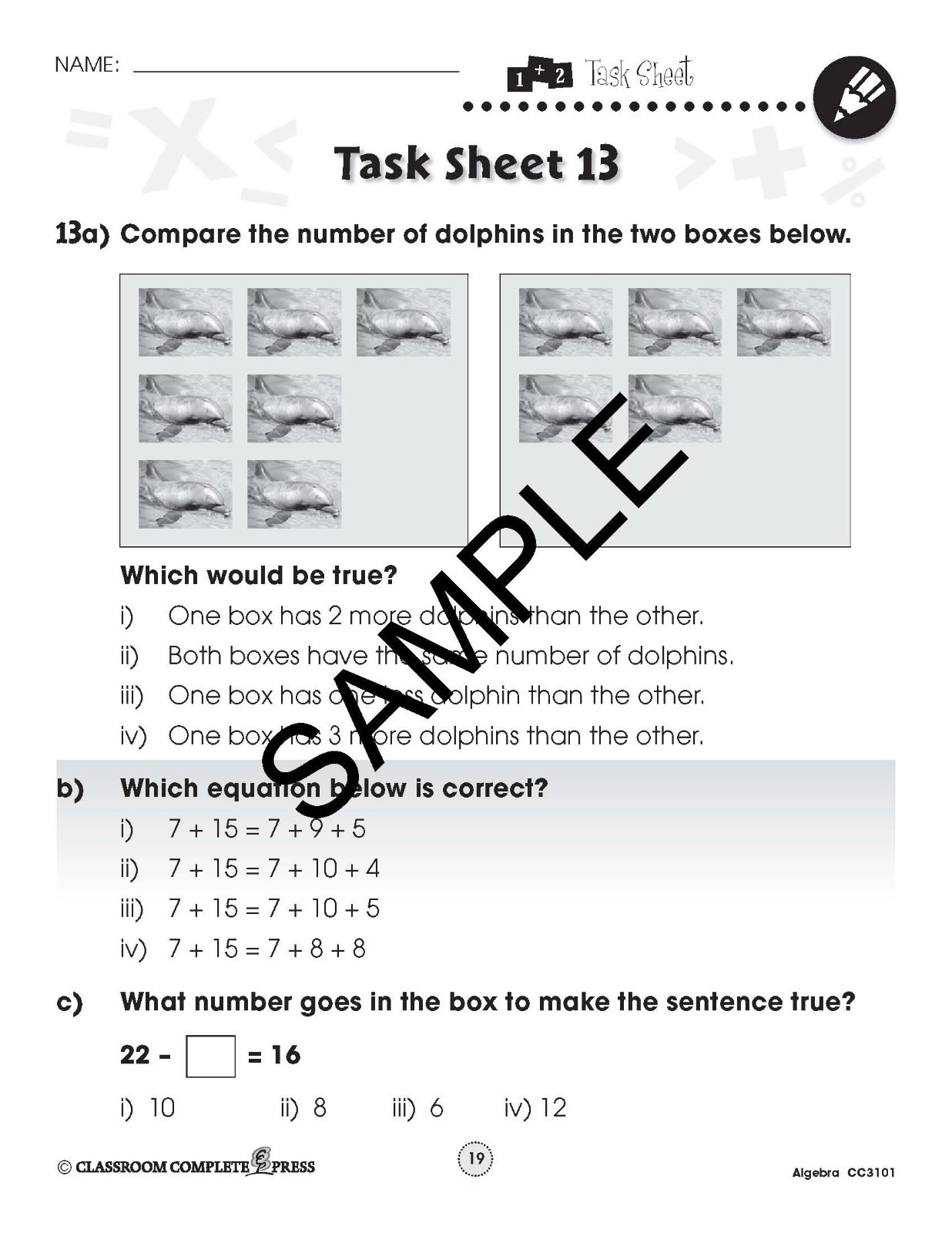 Principles and Standards of Math Ser.: Algebra : Task Worksheets ...
