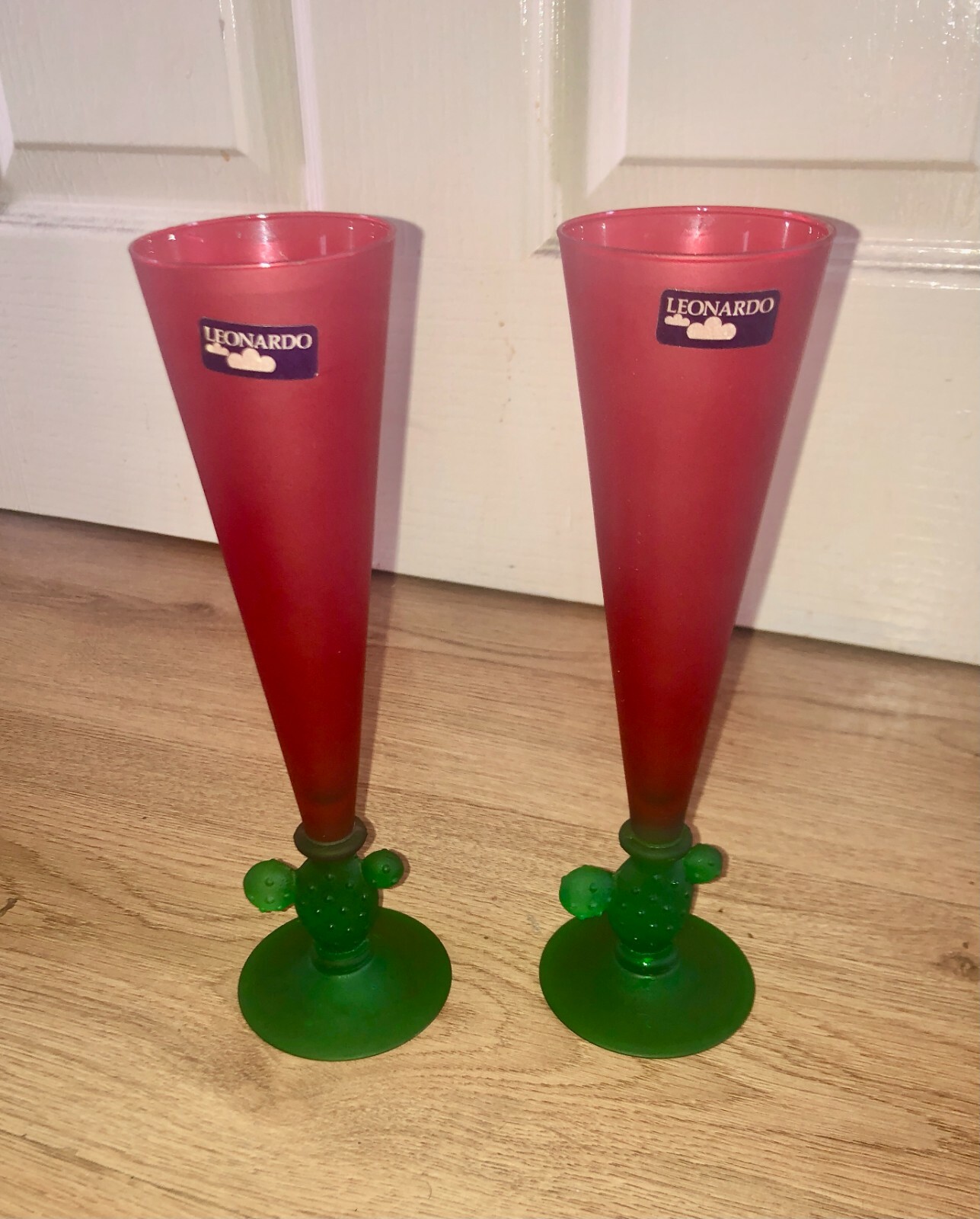 pair of vintage Leonardo glassware - red & green glasses - john lewis ...