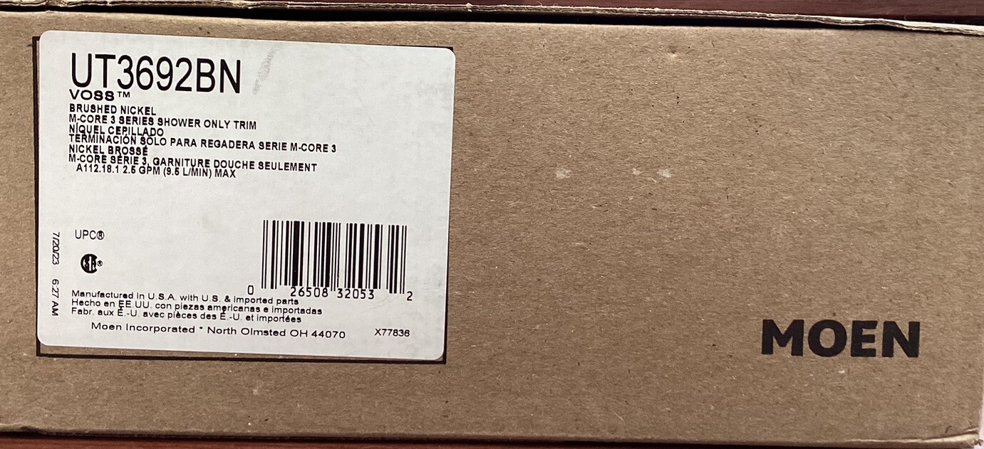 NEW Moen Voss UT3692BN - M-Core 3 Series Shower Only Trim Brushed ...
