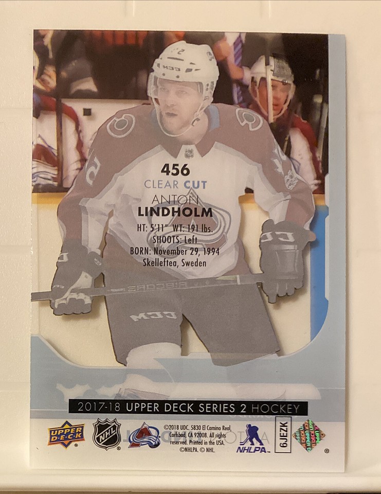 2017-18 Upper Deck Clear Cut #456 Young Guns Anton Lindholm RC | eBay