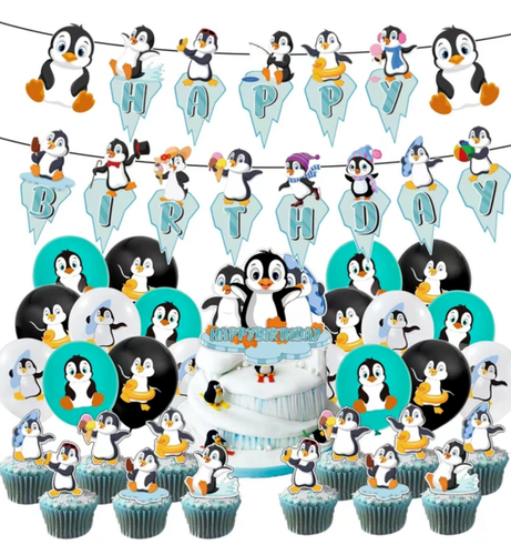Penguin Theme Party Set Party Supplies Banner Toppers Balloons Kids ...