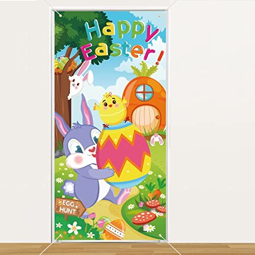Easter Door Cover Happy Easter Door Hanging for Front Door Decoration ...