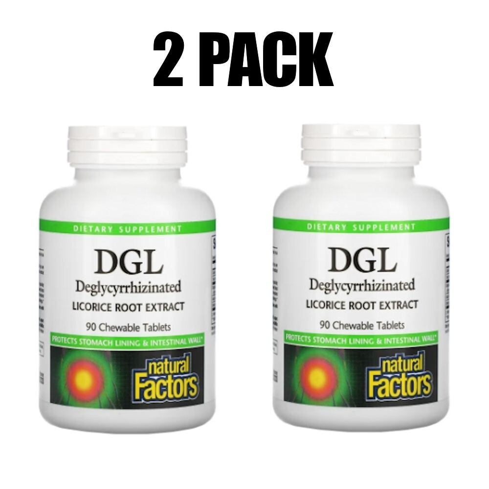DGL, Deglycyrrhizinated Licorice Root Extract, 2 PACK, 90 Chewable ...