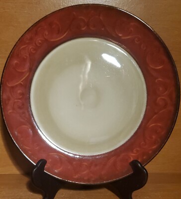 Pier 1 RED SCROLL Salad plate, 8 1/4", Stoneware, Excellent | eBay