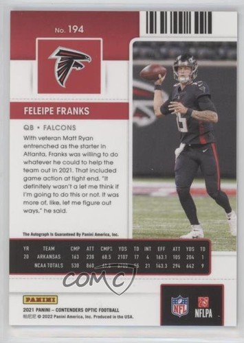 2021 Panini Contenders Optic Ticket Feleipe Franks #194 Rookie Auto RC ...