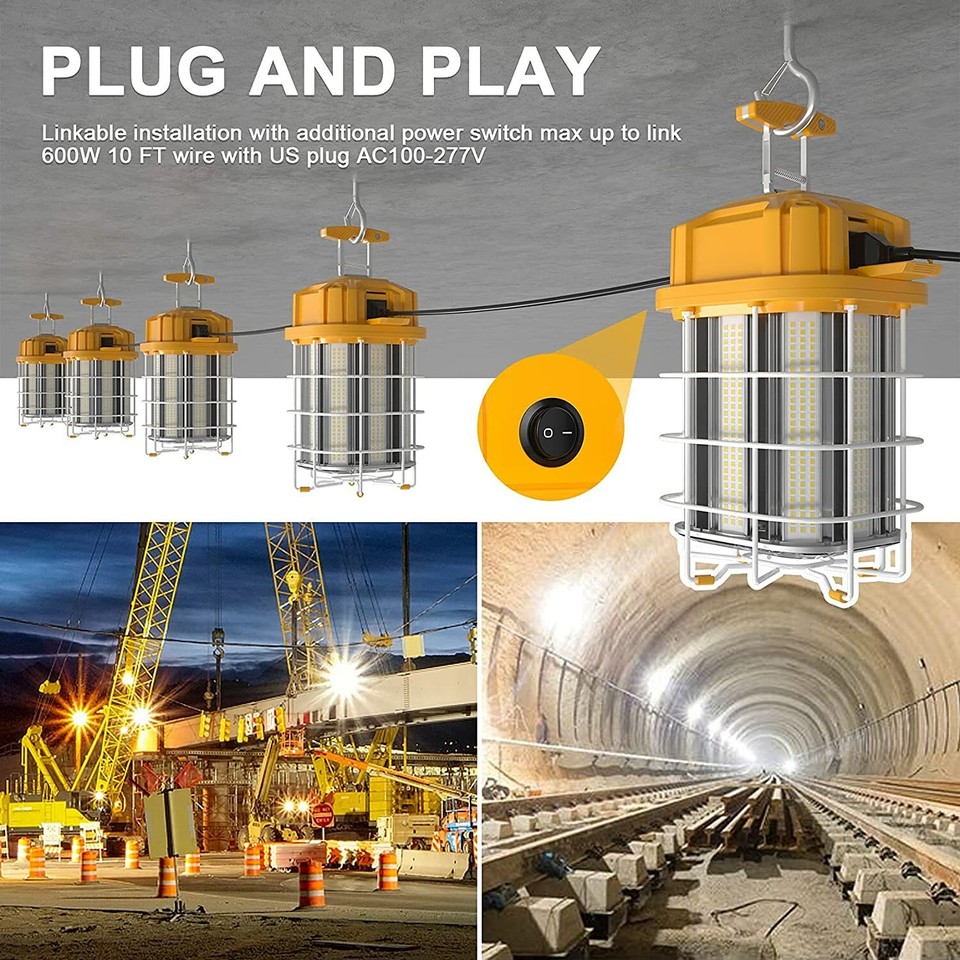 100W LED Temporary Work Light（Max Link 600W）Linkable Construction ...