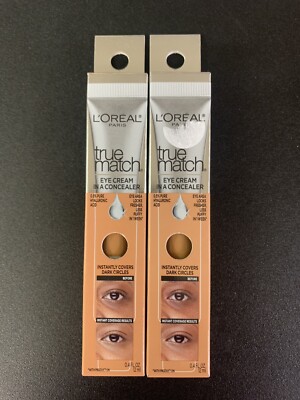 2pk-L’Oréal True Match Eye Cream In A Concealer Dark C7-8 Shade .4 Oz ...