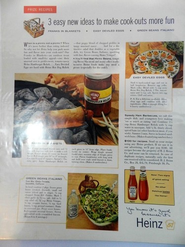 Vintage Heinz Ad Hamburger Relish Magazine Advertisement Color "Cook ...