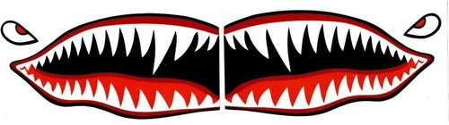 Flying Tigers shark teeth decal 2.5" x 5" WWII plane canoe sticker ...